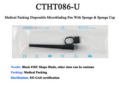 Cina Penna manuale eliminabile del tatuaggio dell'imballaggio della lama tagliente medica del nero 18U con la tazza della spugna & della spazzola in vendita