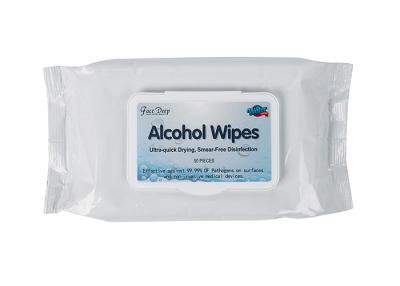 China El alcohol no tejido de la tela el 75% de los trapos de Flushable de los trapos del alcohol inhibe bacterias en venta