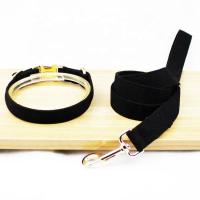 Cina 4 lussi dei collari e dei guinzagli di cane di dimensione hanno riempito il logo su misura velluto decorativo in vendita