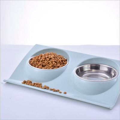 China Fashionalbe Pet Food Feeder / Combination Double Bowl Thick Non - Tasteless for sale