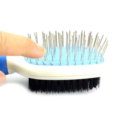 Cina Forma su misura alla moda della doppia spazzola per capelli laterale dell'animale domestico blu/colore di rosa in vendita