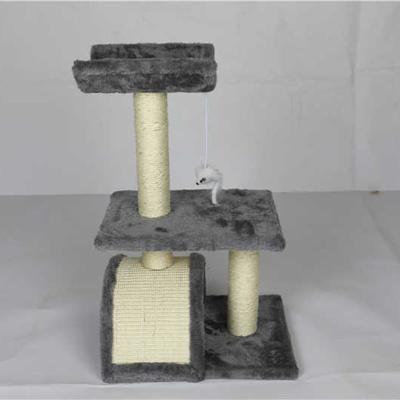 China Mildew Proof Cat Climbing Frame Double Jump Platform Sword Hemp Rope Pillar Wear Resistant for sale