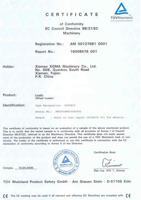 TUV - Xiamen XGMA Machinery Equipment Co., Ltd.