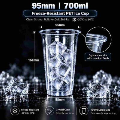 China 95mm 700ml Freeze-Resistant PET Ice Cup for Extra-Large High-Ice Drink Recipes for sale