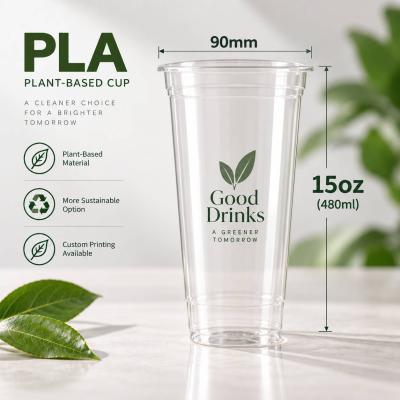 China 90mm 15oz Custom Printed PLA Cup for Vertical Brand Design for sale