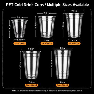 China Clear Plastic Drinking Cups For Iced Coffee, Milk Tea, Bubble Tea And Cold Beverages for sale
