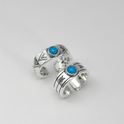 China Newest Trendy Blue Turquoise Hip-hop Style Men's And Women's Rings For Sale for sale
