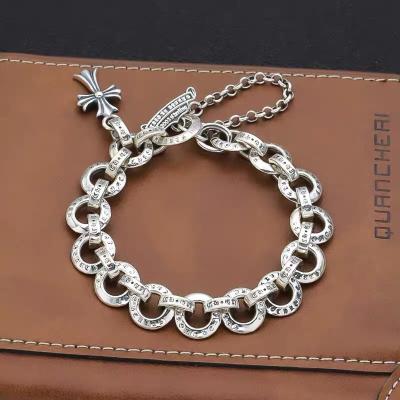 China 2022 Men's Retro Fashion Personality Circle Cross Silver Bracelet For Sale for sale