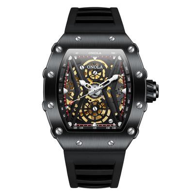 China Wormhole Concept Advanced Sense Student Skeleton Mechanical Watch Men's Watch Black Case Black Band for sale