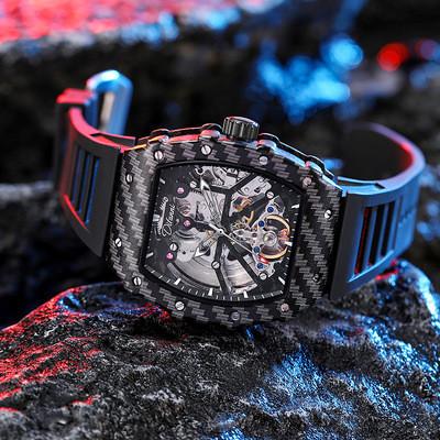 China Johnson Richard Premium Sense Mechanical Watch Genuine Wormhole Concept Men's Watch Rubbe Band for sale