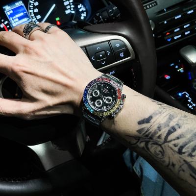 China Rainbow Daytona watch men's high-end authentic brand-name men's watch men's full diamond mechanical watch for sale