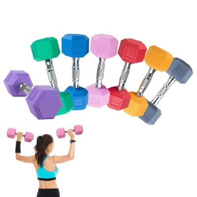 China Steel Hex Dumbbell Rubber Coated Hexagon Dumbbell for Home Gym Weight Range 2.5-50KG for sale