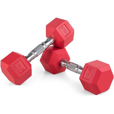 China Steel Hex Dumbbell Rubber Coated Hexagon Dumbbell for Home Gym Weight Range 2.5-50KG for sale