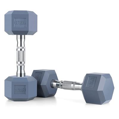 China Steel Hex Dumbbell Rubber Coated Hexagon Dumbbell for Home Gym Weight Range 2.5-50KG for sale