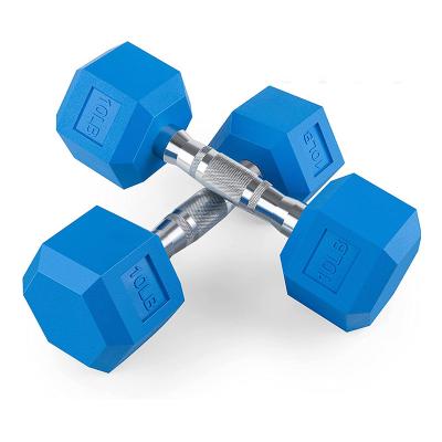 China Steel Hex Dumbbell Rubber Coated Hexagon Dumbbell for Home Gym Weight Range 2.5-50KG for sale