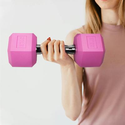 China Steel Hex Dumbbell Rubber Coated Hexagon Dumbbell for Home Gym Weight Range 2.5-50KG for sale