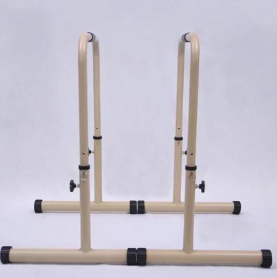 China Indoor stand Push up Bicep Triceps Muscle Strength Dip Station multi function round metal tube adjustable height Parallel Bars for sale