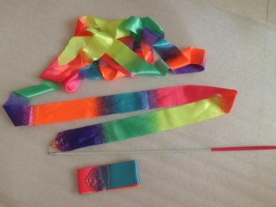 China Colorful Artistic Gymnastic Equipment 4m Streamer with Twirling Rod and Custom Logo for sale