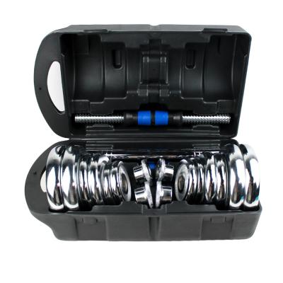 China Unisex Body Building Free Weights Set 50kg 30kg 20kg Chrome Dumbbell and Barbell Kit for sale