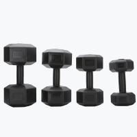 China Body Function Hexagonal Plastic Sand Filled Cement Dumbbell with Colorful Coating for sale