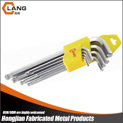 China extra long type pearl chrome allen key set in metric size for sale