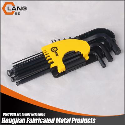 China 9pcs black oxide long type ball end allen key wrench set for sale