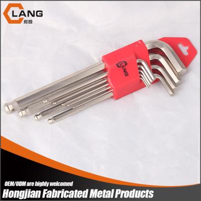 China custom 9pcs nickel plated long arm Ball point allen key wrench for sale