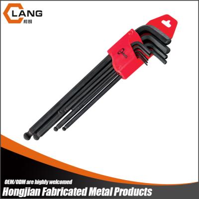 China 9pcs manganese phosphate long type ball point hex key wrench set for sale