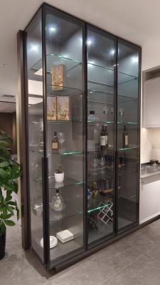 China Glass Door Stainless Steel Wine Storage Cabinet Mold Free With LED Strip Lighting for sale
