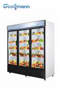 China LED Glass Door Cooler Drinks Fridge 1587L Double Layer Tempered for sale