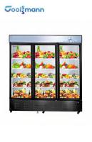 China LED Glass Door Cooler Drinks Fridge 1587L Double Layer Tempered for sale