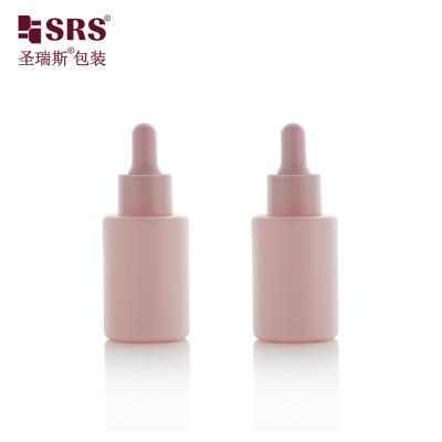 China Cute Round Glass Bottles Perfume Essential Oil Pink Dropper Bottle 30ml for sale