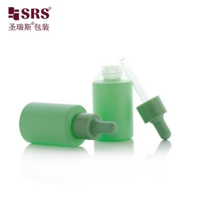 China Green Customization Skincare Serum Eye Essence Glass Bottle With Dropper 30ml for sale
