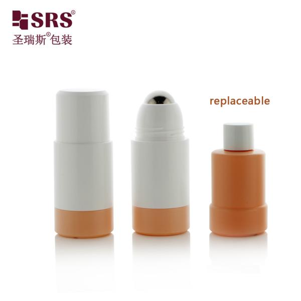 50ML 75ML Empty Cosmetic PP PCR Replaceable Refillable Gel Roller Ball Deodorant Bottle