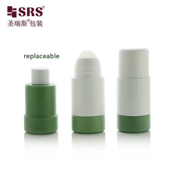 50ML 75ML Empty Cosmetic PP PCR Replaceable Refillable Gel Roller Ball Deodorant Bottle
