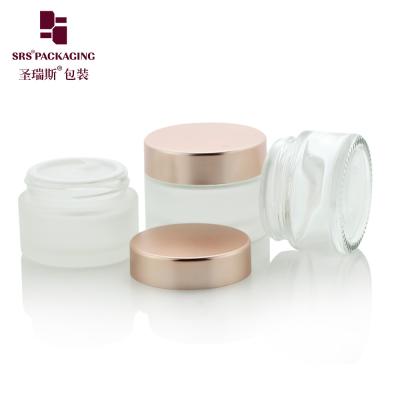 Cina 3g 5g 10g 15g 20g 25g Barattoli rotondi trasparenti ghiacciati con tappo in oro rosa per crema facciale Barattoli di vetro 10ml in vendita