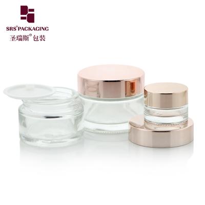 Cina 3g 5g 10g 15g 20g 25g Barattoli rotondi trasparenti ghiacciati con tappo in oro rosa per crema facciale Barattoli di vetro 10ml in vendita
