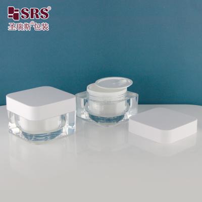 China 15g 30g 50g Cosmetic Square Shape Customization Container Elegant Empty Cream Jars Acrylic Jar 15ml for sale