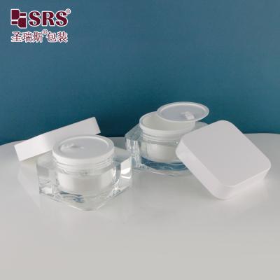 China 15g 30g 50g Cosmetic Square Shape Customization Container Elegant Empty Cream Jars Acrylic Jar 15ml for sale