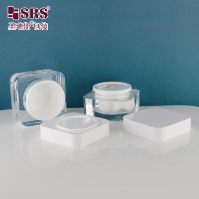 China 15g 30g 50g Cosmetic Square Shape Customization Container Elegant Empty Cream Jars Acrylic Jar 15ml for sale