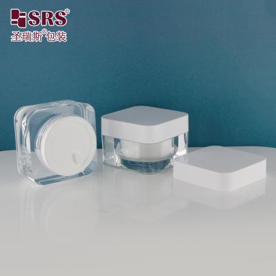 China 15g 30g 50g Cosmetic Square Shape Customization Container Elegant Empty Cream Jars Acrylic Jar 15ml for sale