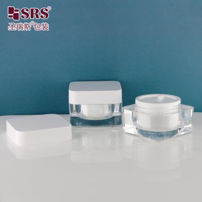 China 15g 30g 50g Cosmetic Square Shape Customization Container Elegant Empty Cream Jars Acrylic Jar 15ml for sale
