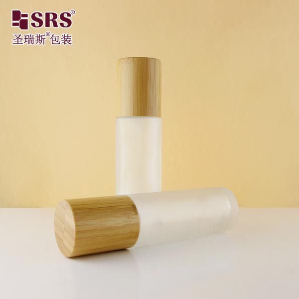 Luxury Empty Frosted Sprayer Fine Mist Bamboo Shoulder 100ml Fragrance Bottle Glass