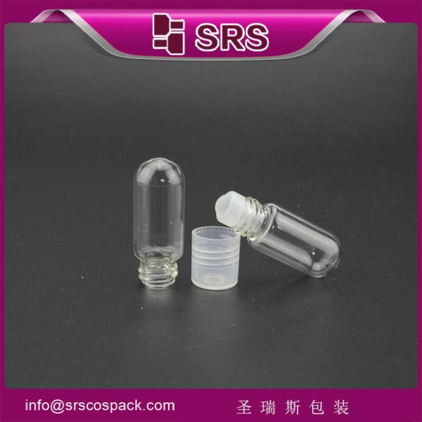 SRS poluar empty 3ml Glass essential oil packaging, sample Roll On Bottle with plastic cap