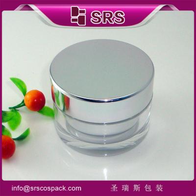 China Jarrón cosmético acrílico con tapa de aluminio,J022 jarro de plástico para crema en venta