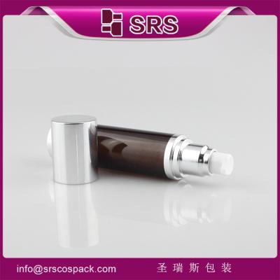China injection amber color bottle with aluminum shoulder and base for lotion for sale
