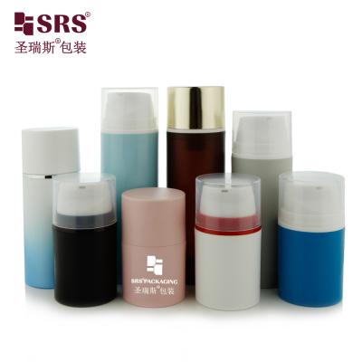 China Round Snap On Style PP PCR Recycled Material Custom Color 150ml Airless Pump Bottle for sale