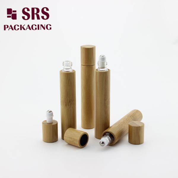 15ml luxury real bamboo serum bottle with glass inner bottle roll on metal ball
