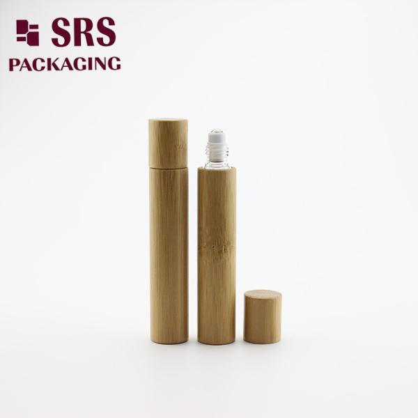 15ml luxury real bamboo serum bottle with glass inner bottle roll on metal ball