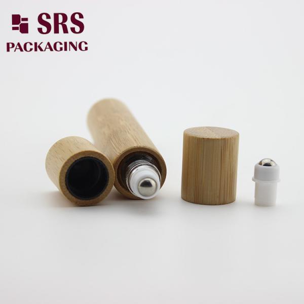 15ml luxury real bamboo serum bottle with glass inner bottle roll on metal ball
